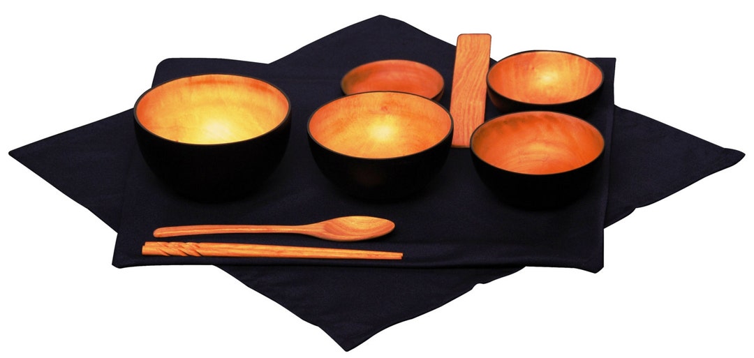 Mahogany Wood Black/natural Oryoki Jihatsu Bowl Sets - Etsy