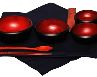 Mahogany Wood Black Oryoki Jihatsu Bowl Set - Etsy