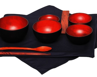 Mahogany Wood Black Oryoki Jihatsu Bowl Set | Etsy