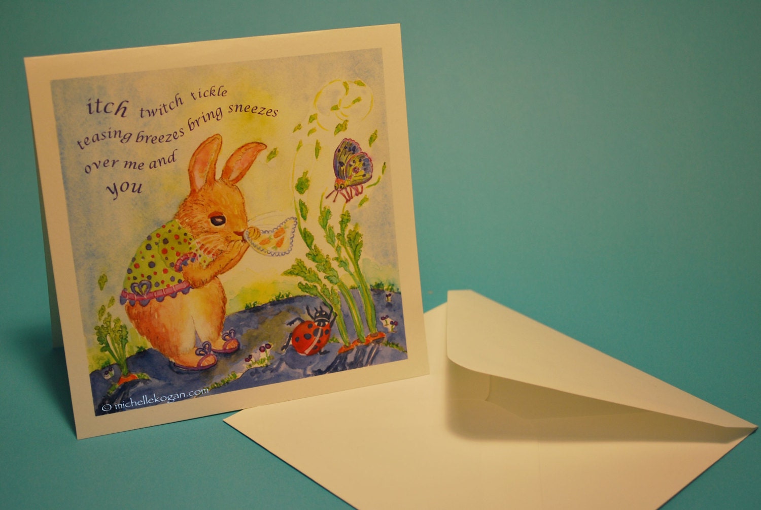 Itch Twitch Tickle Greeting Card, by Michelle Kogan, Easter Card ...