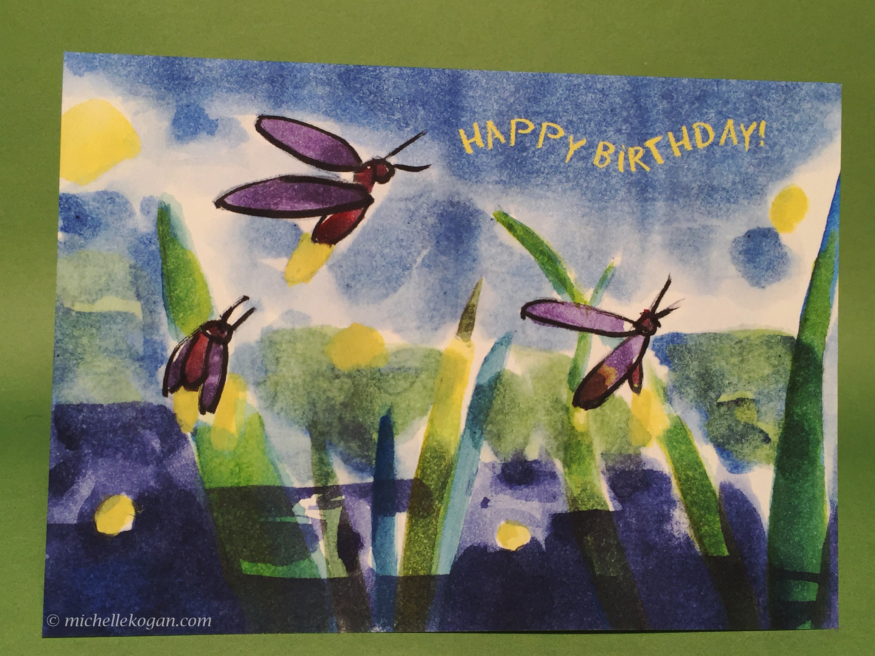 Firefly Happy Birthday Card, by Michelle Kogan, Greeting Card, Children ...