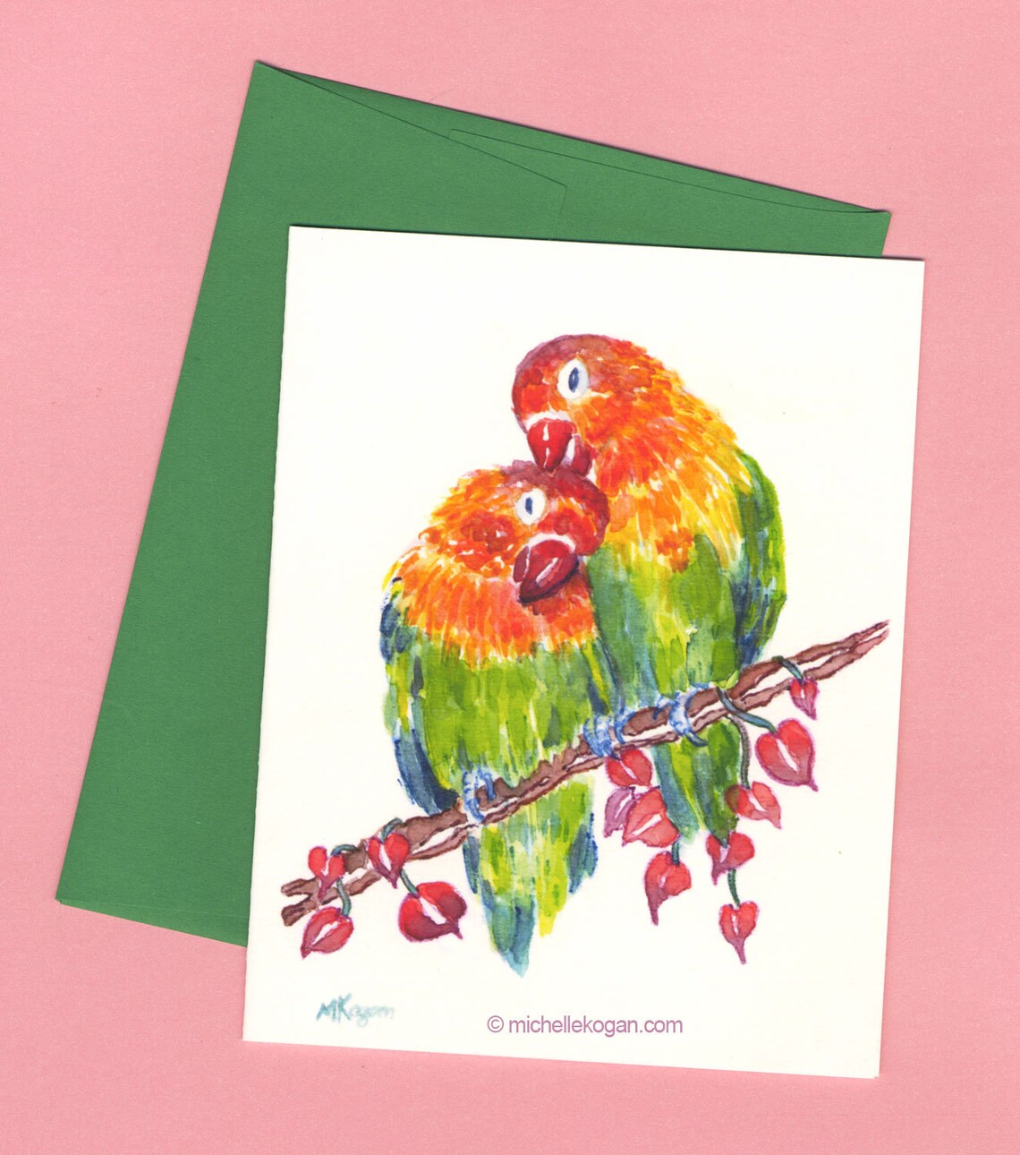 Lovebirds Valentine's Day Card, by Michelle Kogan, Love Cards, Note ...