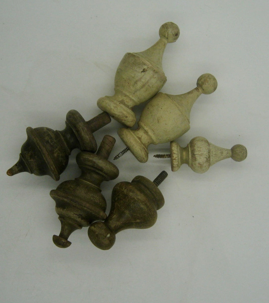 Wooden Finials, Several Different Shapes, Set of 6, Fair Condition ...