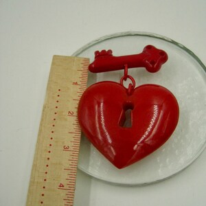 Red Bakelite key to My Heart Brooch 1940s Macarthur Heart, as Seen on ...