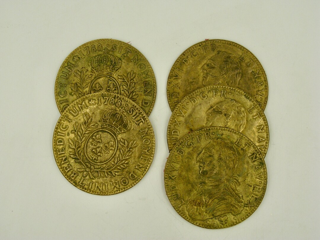 Coin Replica Brass Medallion Paperweight 2 Types, Lud XVI D G FR ET Nav ...