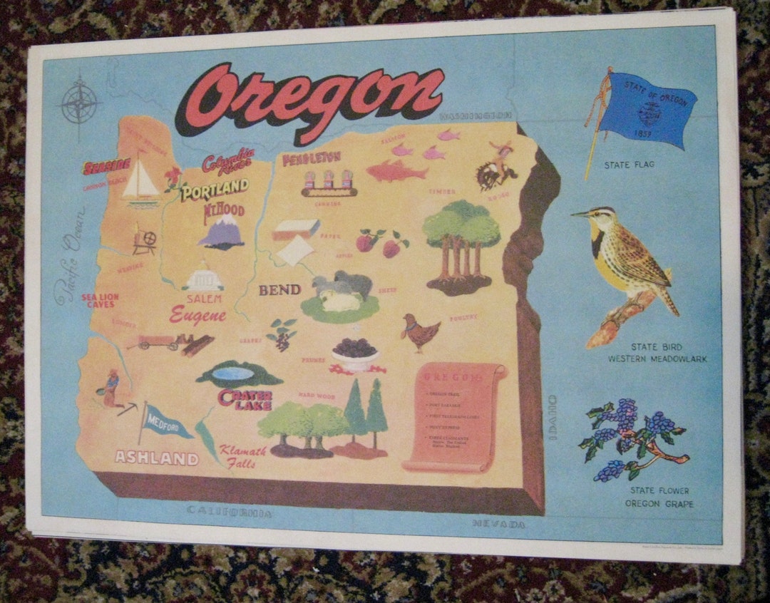 Cavallini "map of Oregon" Decorative Paper, Gift Wrap, Poster - Brand ...