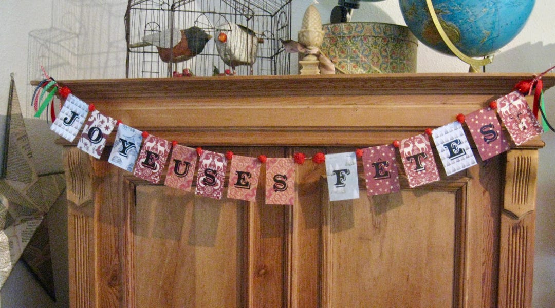 Joyeuses Fetes, "happy Holidays "in French, Christmas Banner, Ships ...