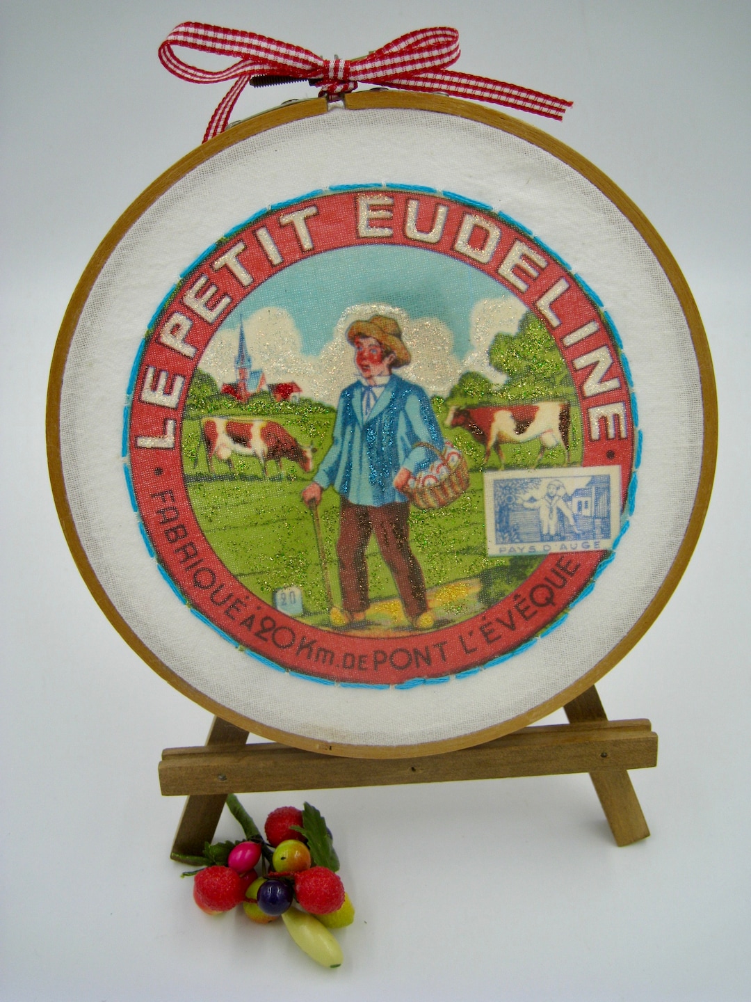 French Cheese Label, Enhanced, Embroidered, Glitter Glue Within an ...