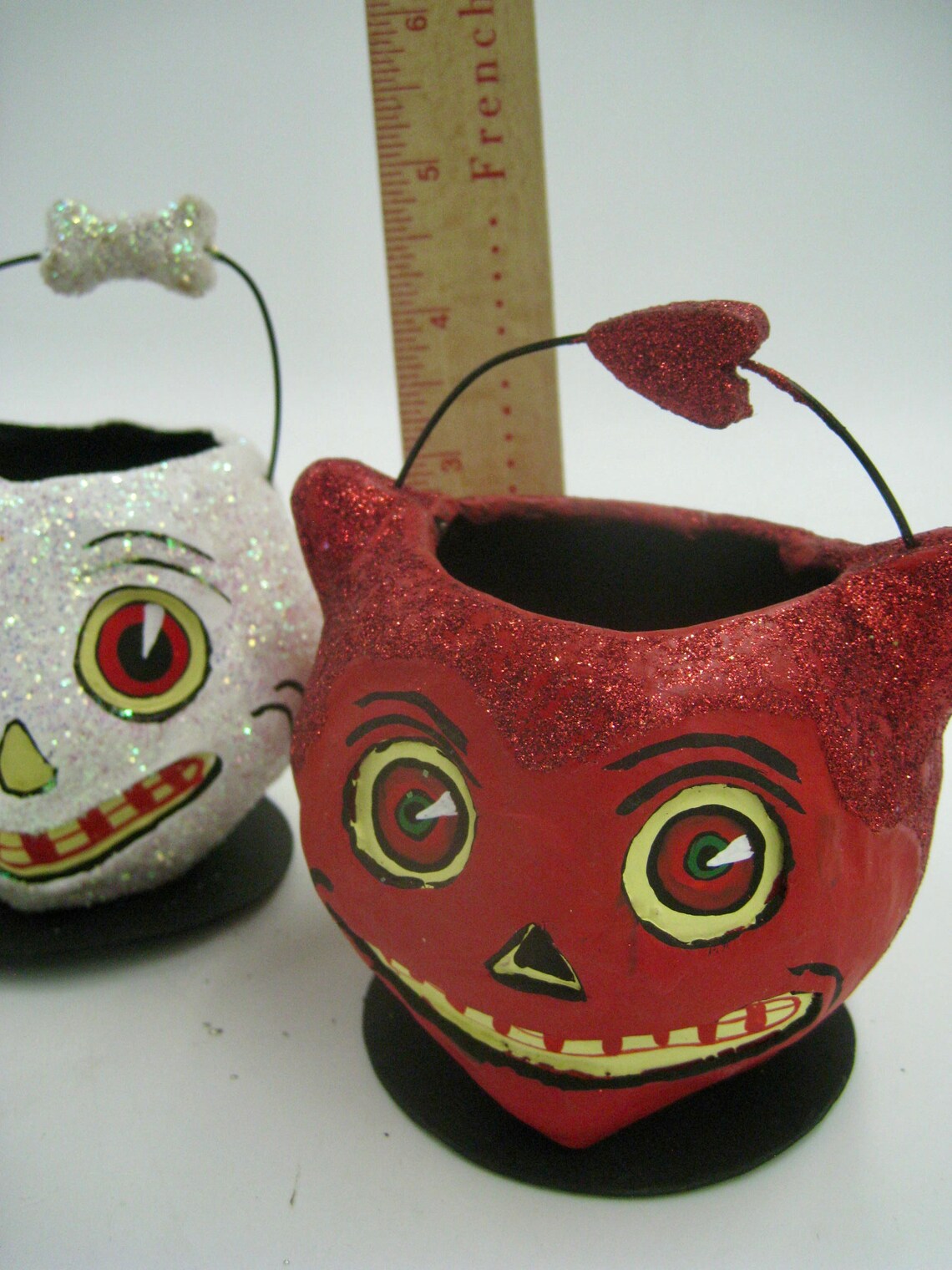 Halloween Glittered Candy Containers/display, Set of 3, Owl, Skeleton ...