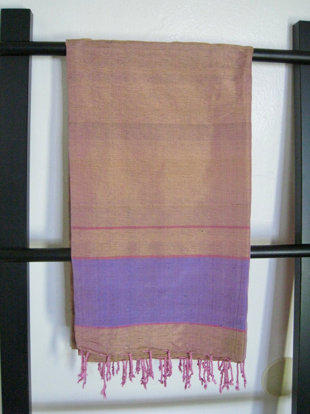 Very Long Scarf/wrap, Silk, Coral/pink in Color With Purple Stripe - Etsy