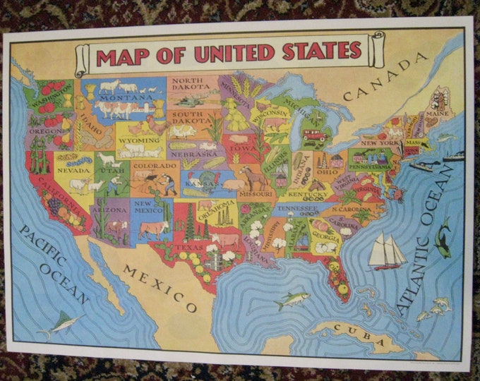 Cavallini map of United States Decorative Paper, Gift Wrap, Poster ...