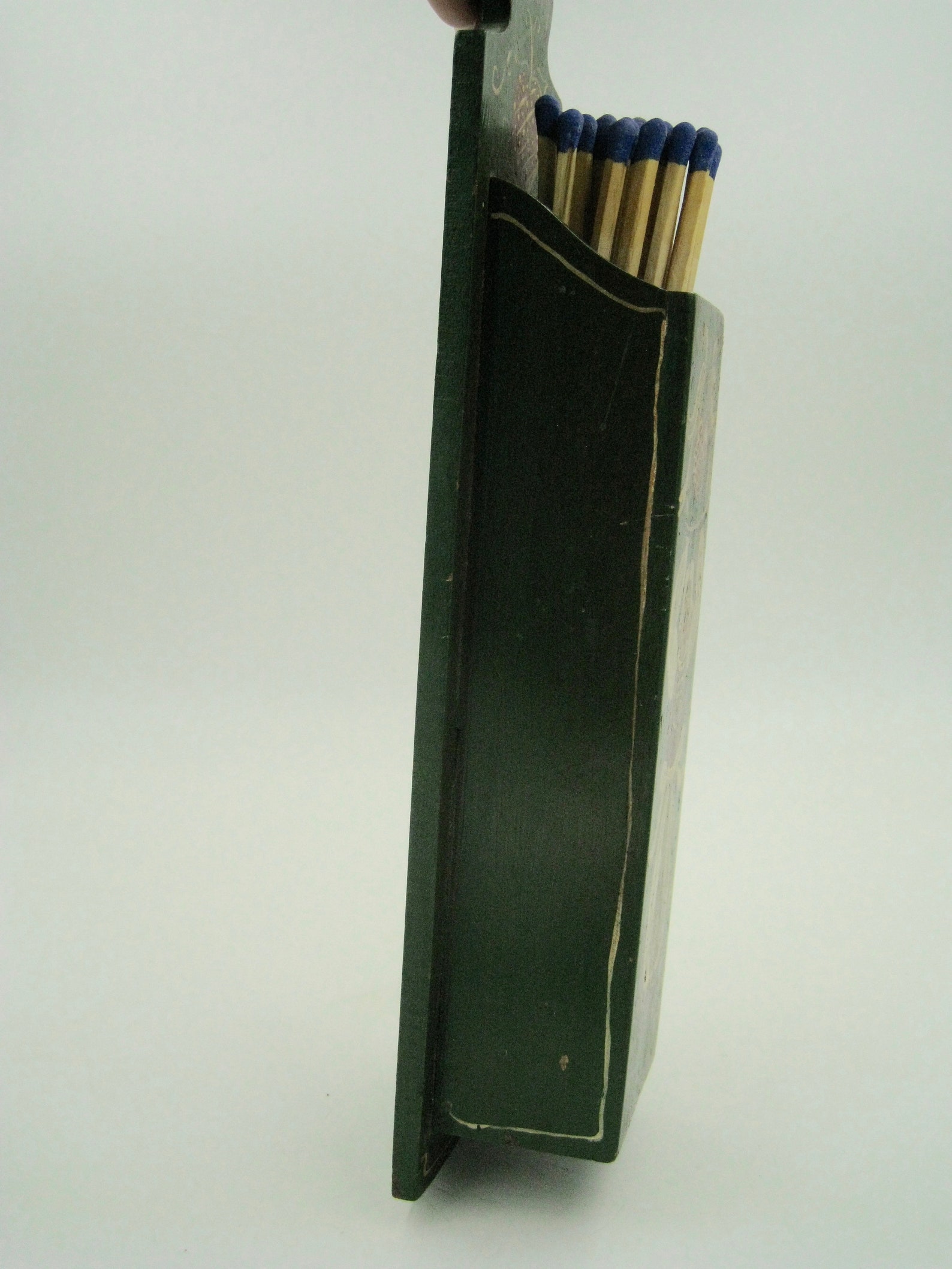 Hand painted Wooden Long Match Holder Vintage Hand made | Etsy