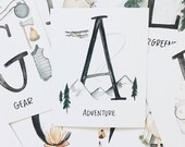 Alphabet Adventure Flash Cards// outdoors girls room decor | Etsy