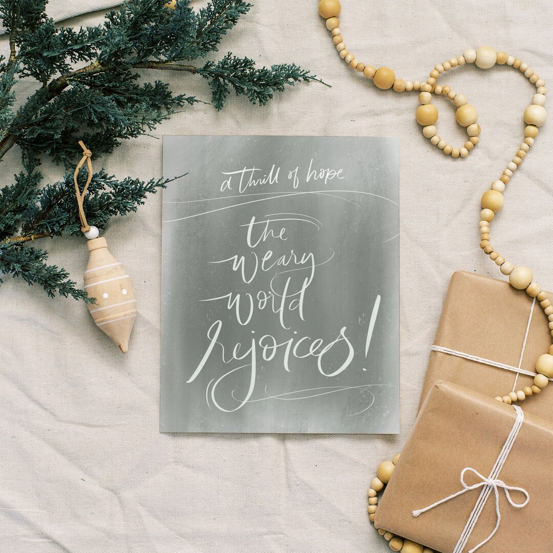 Christmas Wall Art 8x10 the Weary World Rejoices | Oh Holy Night for ...