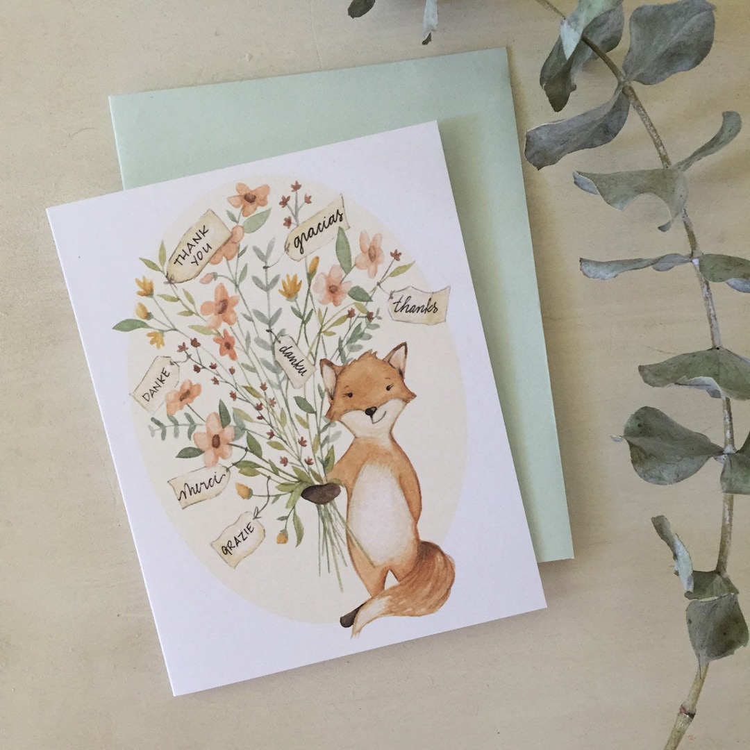 Fox Thanks | Thank You Greeting Card - Etsy