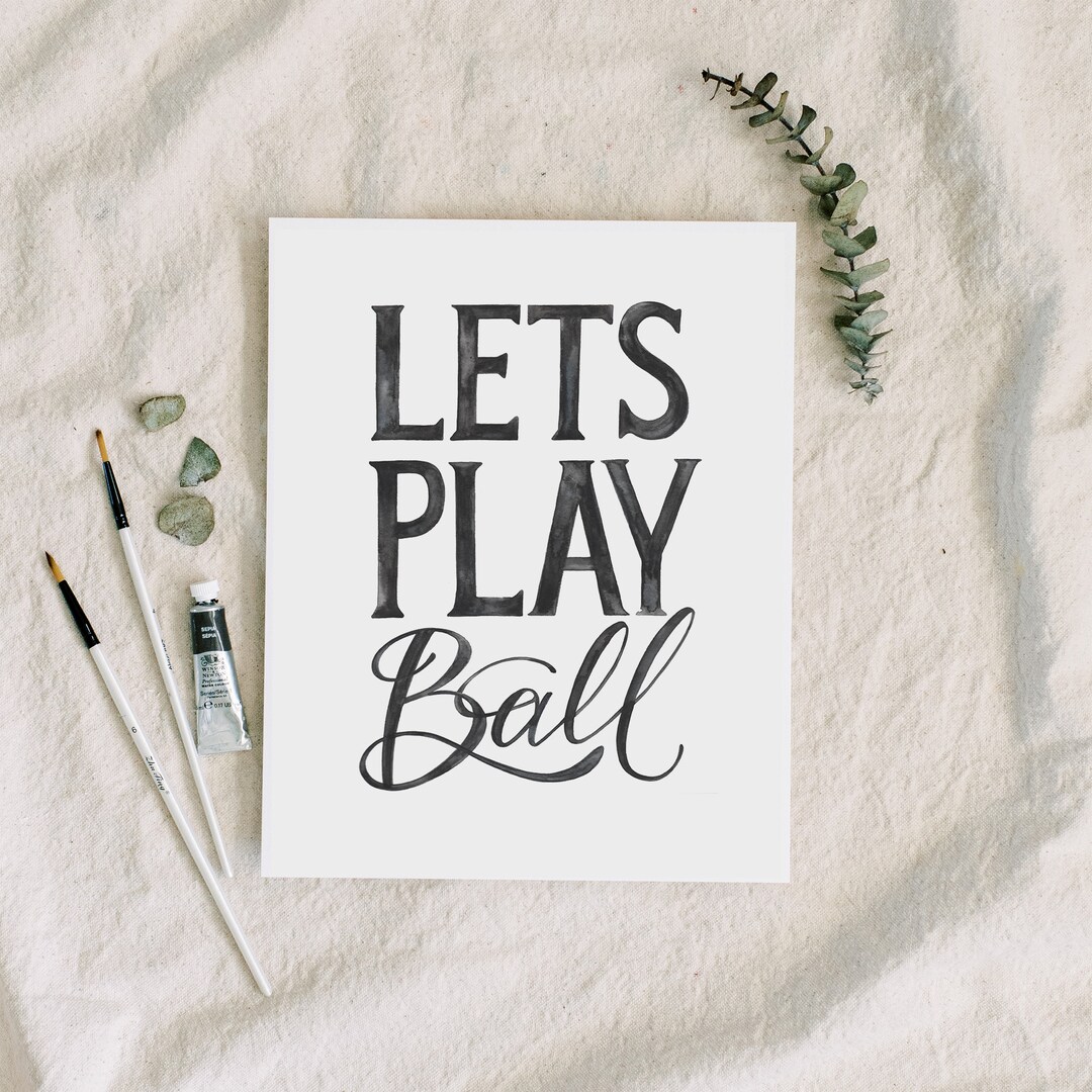 Black and White 8x10 Wall Art Print | Lets Play Ball | Vintage Inspired ...
