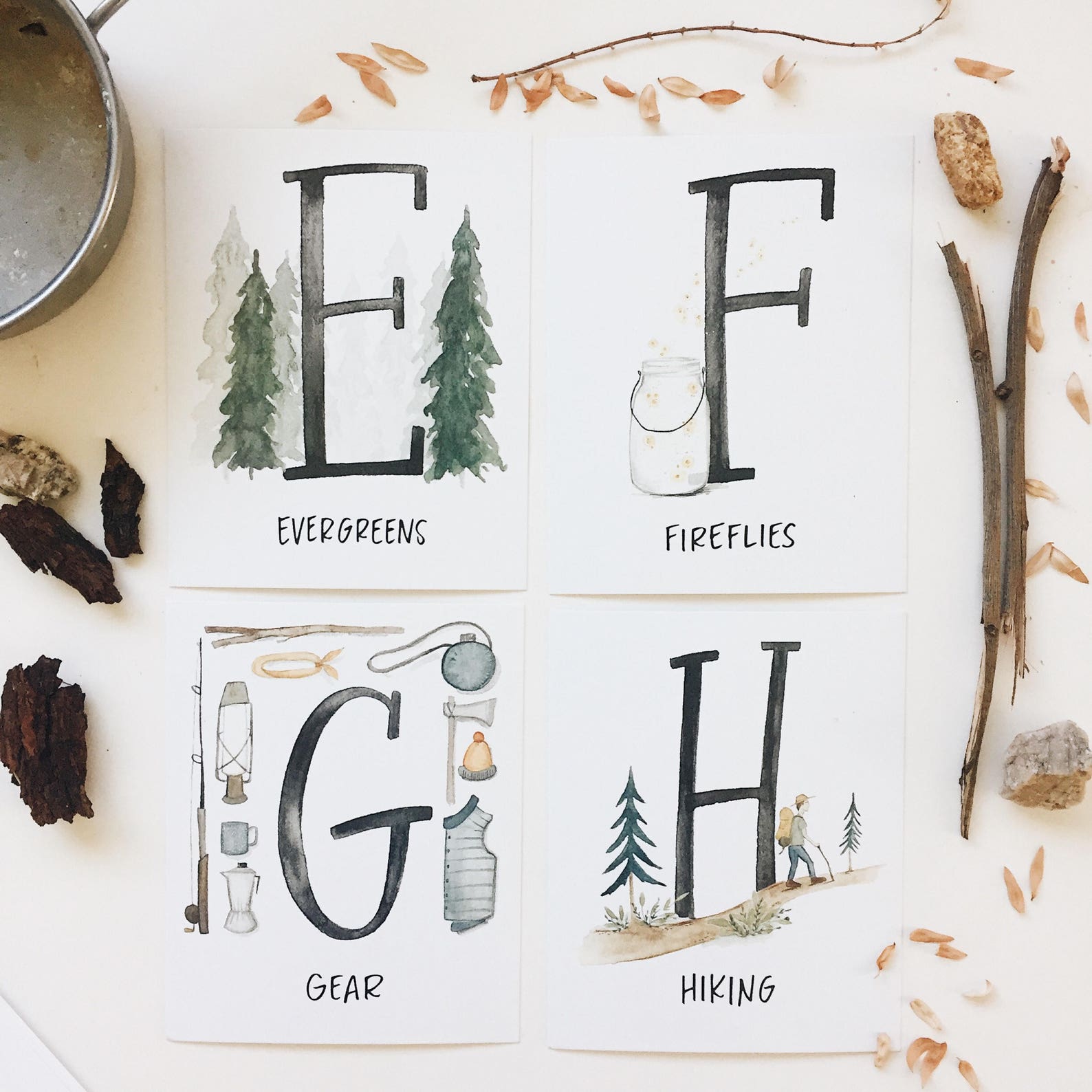 Alphabet Adventure Flash Cards// Outdoors Girls Room Decor - Etsy