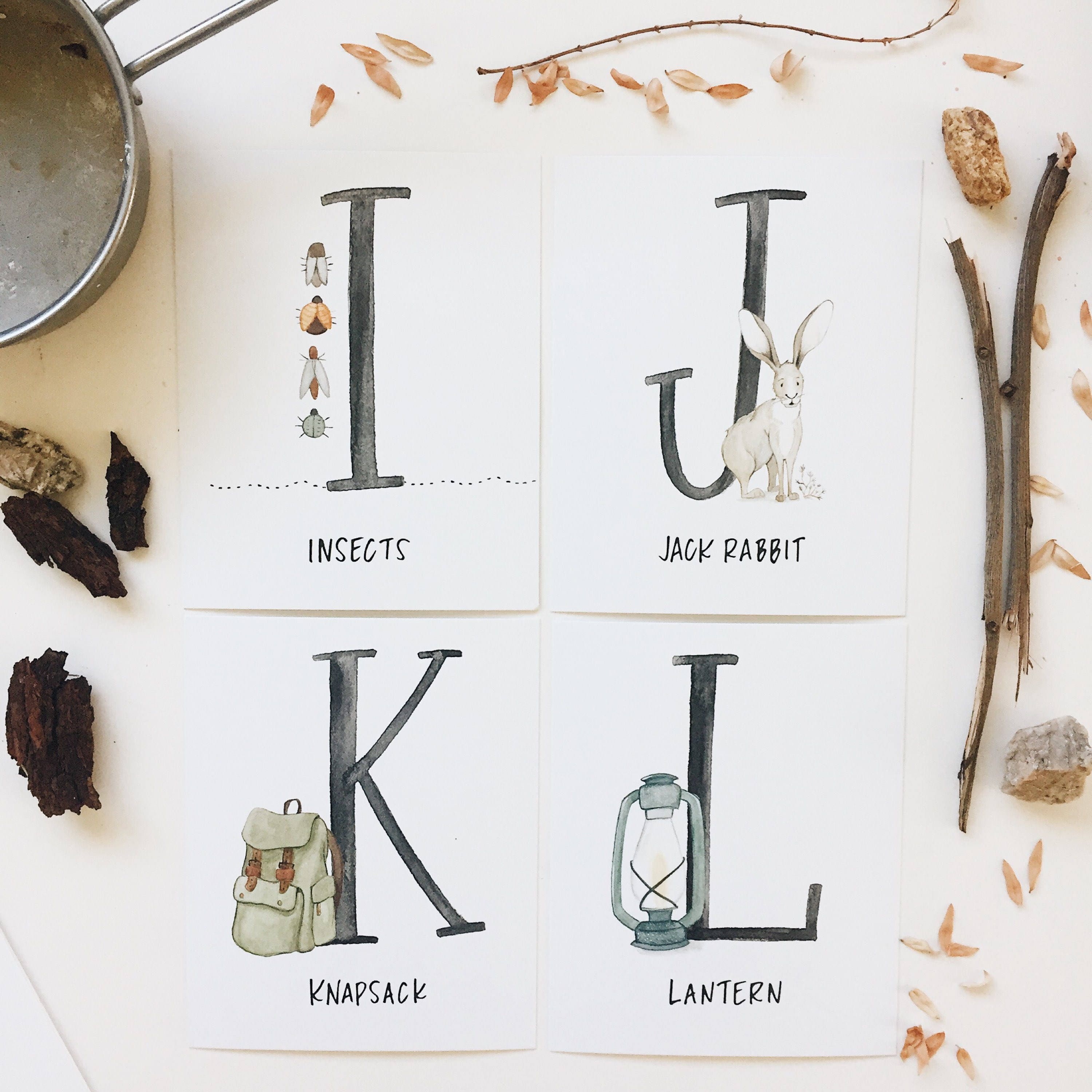 Alphabet Adventure Flash Cards// Outdoors Girls Room Decor | Etsy