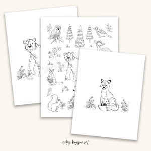 Printable Coloring Pages for Kids | Woodland Animals | Set of 3 ...