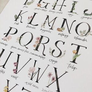 Alphabet Botanical 11x14 Poster | Floral Watercolor Artwork for Girls ...