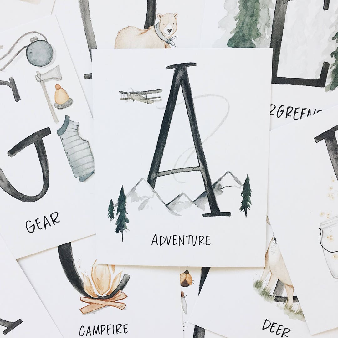 Alphabet Adventure Flash Cards// Outdoors - Girls Room Decor - Baby Boy ...
