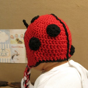Ladybug Crocheted Beanie, Baby Photo Prop Hat, Wool Dress up Hat - Etsy