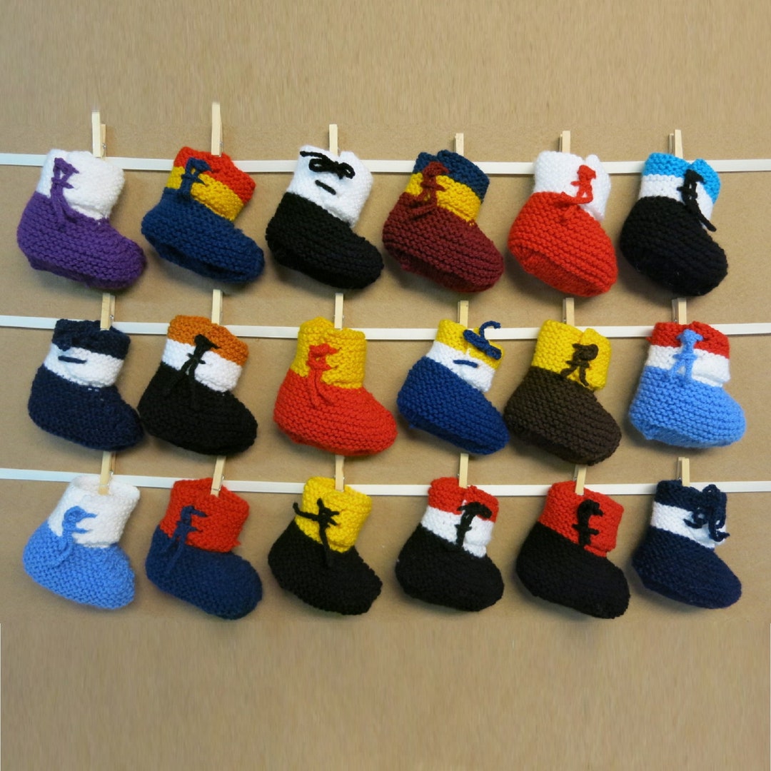 Football Teams, Knitted Baby Booties, Hi Top Wool Baby Slippers - Etsy