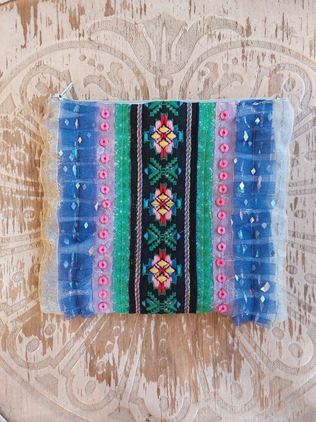 Colourful Hand Made Pouch, Makeup Bag, Small Cosmetic Bag, Zipper Pouch ...