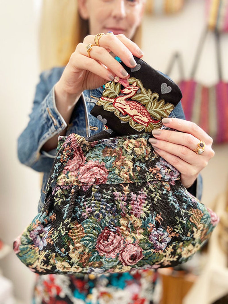 Brocade Purse, Tapestry Bag, Bohemian Purse, Floral Tapestry, Romantic ...