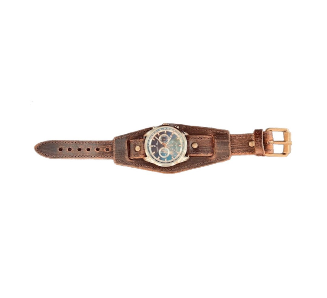 Leather Watch Cuff, Genuine Leather, Cuff Watch Band, Leather Wristband ...