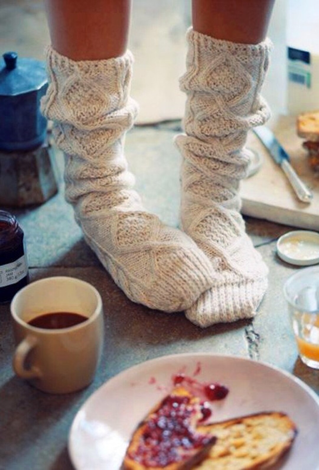 Cable Comfy Slouch Women Socks Wool Custom Color and Size Made to Order ...