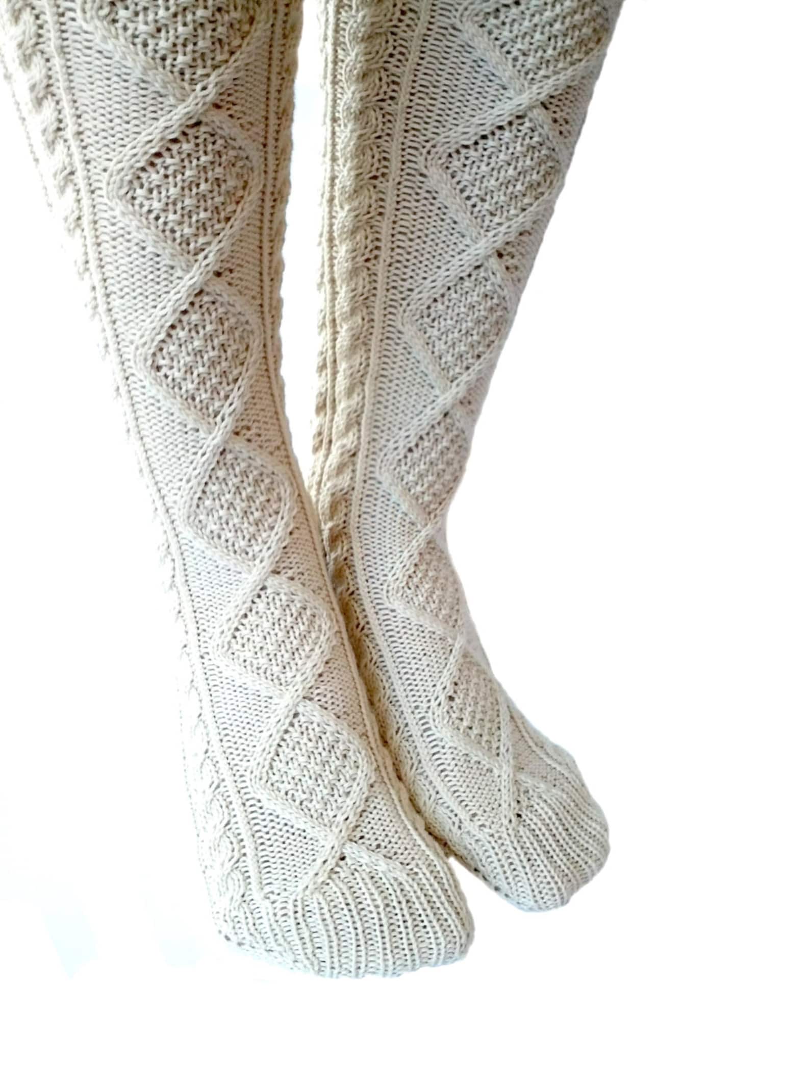 Cable Comfy Slouch Women Socks Wool Custom Color and Size Made to Order ...