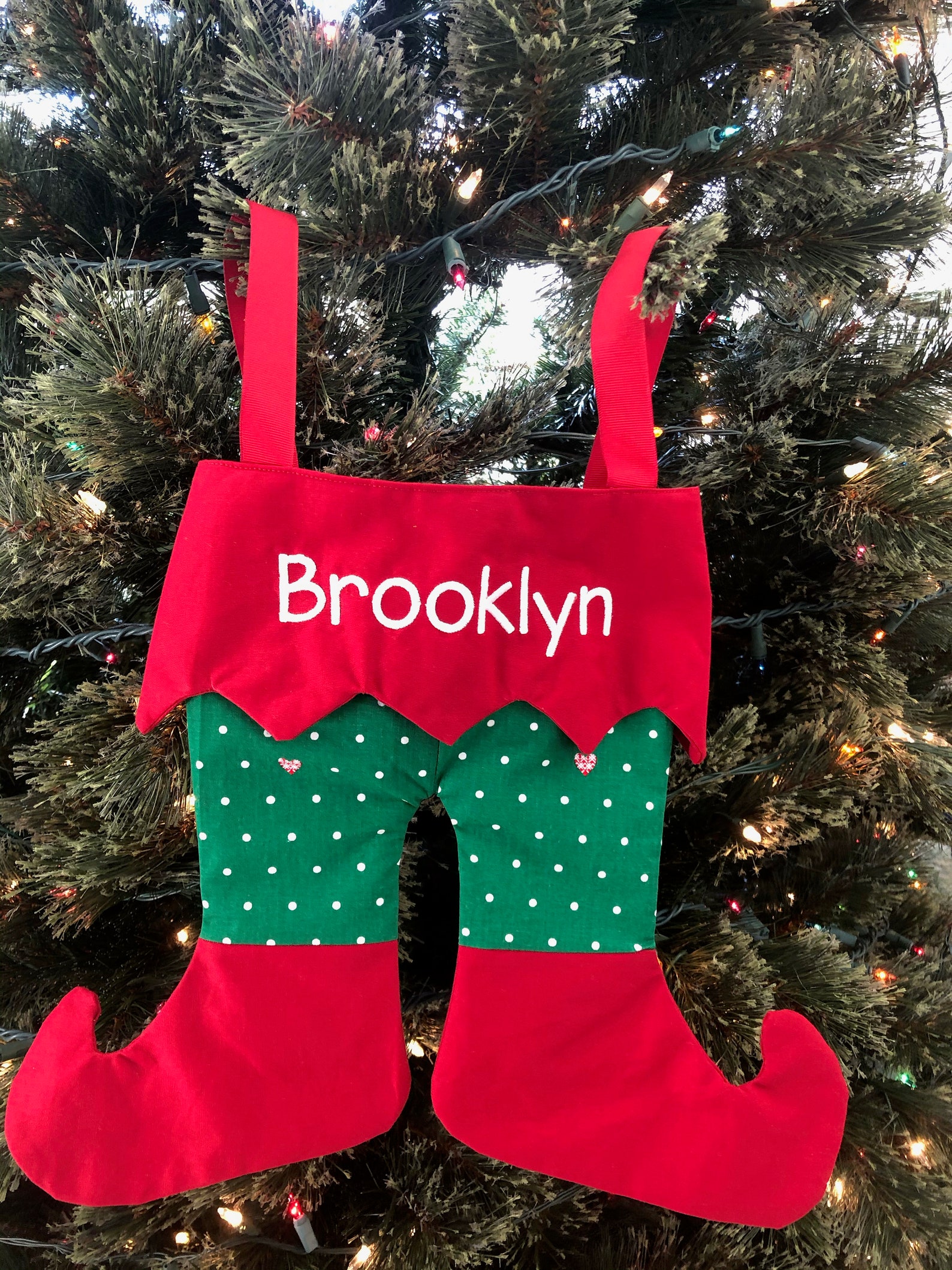 Elf Stocking-elf Pants-embroidered Stocking-personalized - Etsy