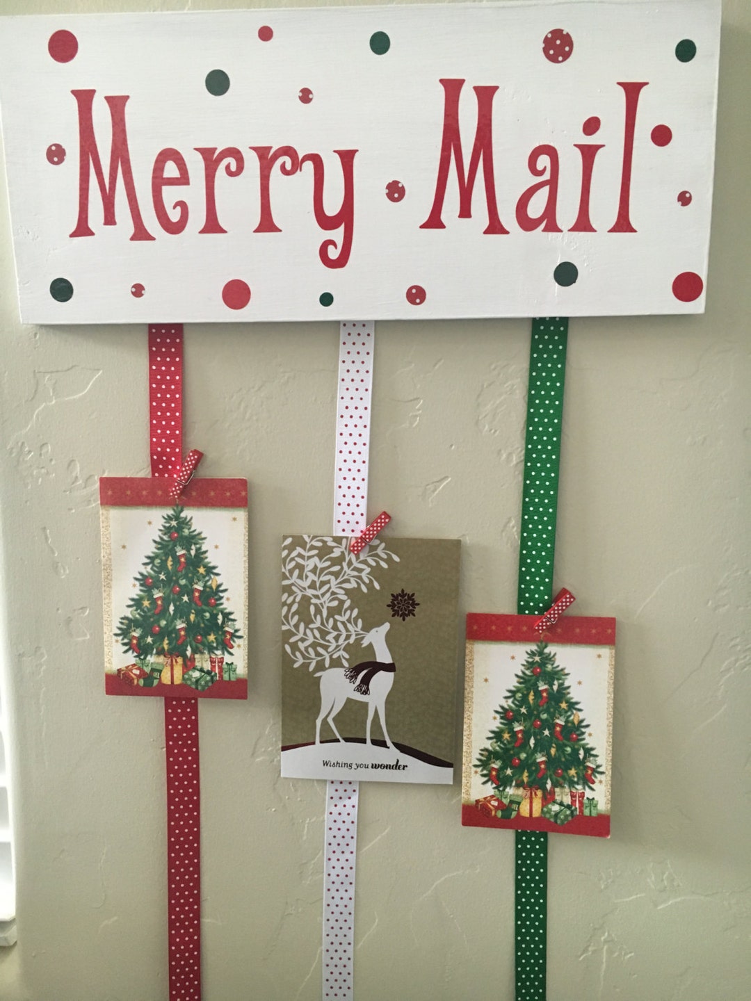 Merry Mail Sign-christmas Card Holder-holiday Decor-family Gift ...