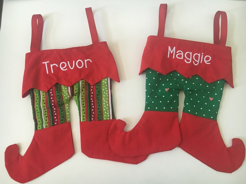 Elf Stocking-elf Pants-embroidered Stocking-personalized Stocking - Etsy
