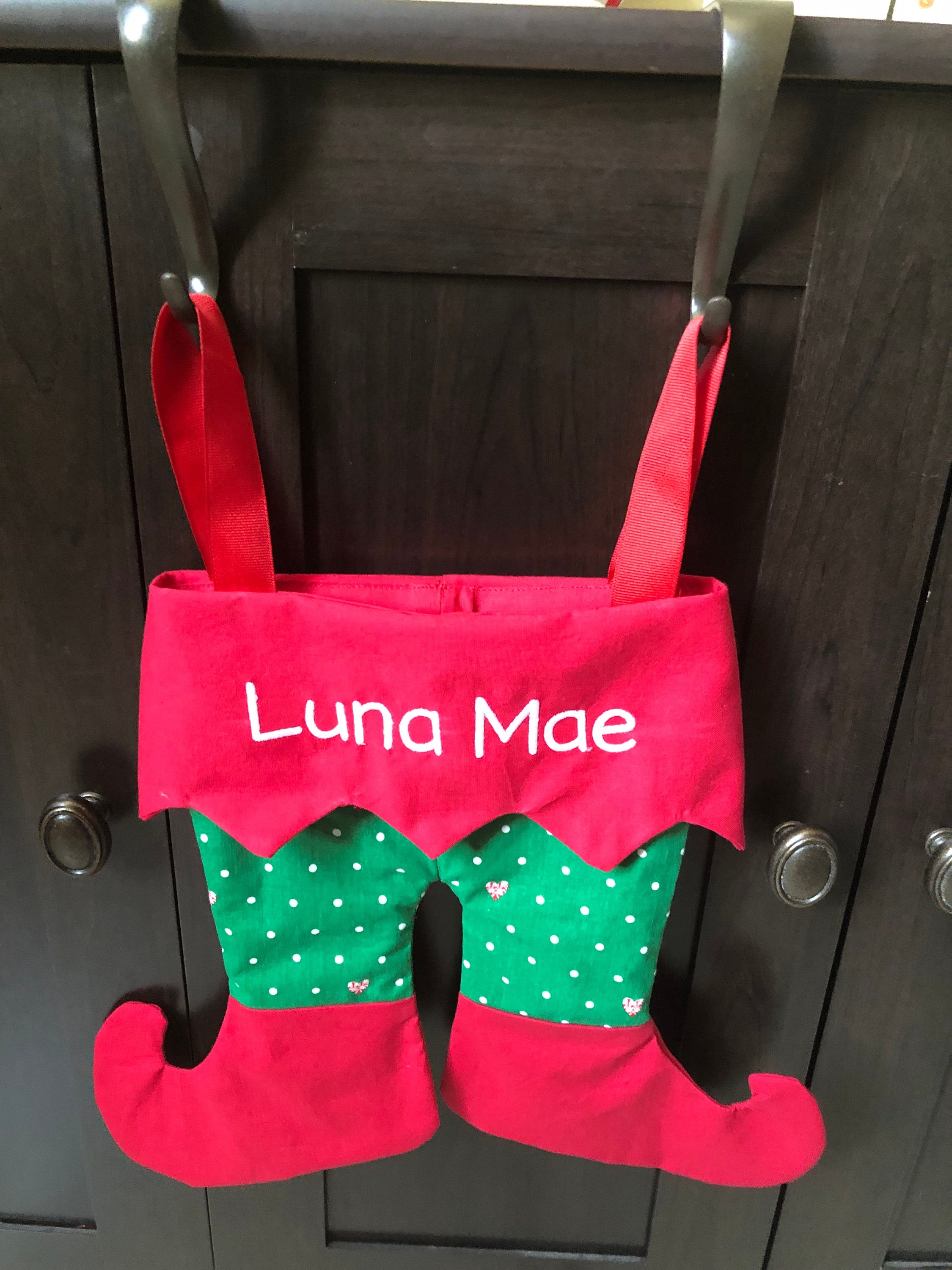 Elf Stocking-elf Pants-embroidered Stocking-personalized - Etsy