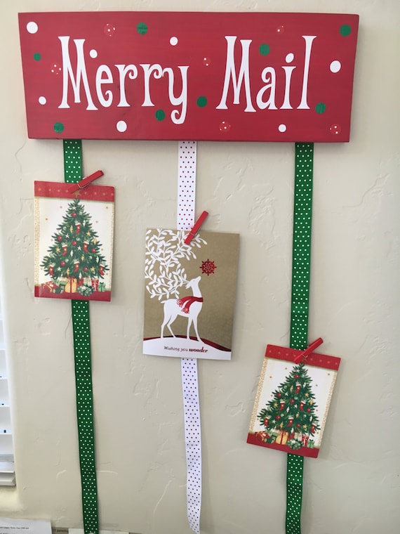 Merry Mail/Christmas Card Sign/Christmas card | Etsy