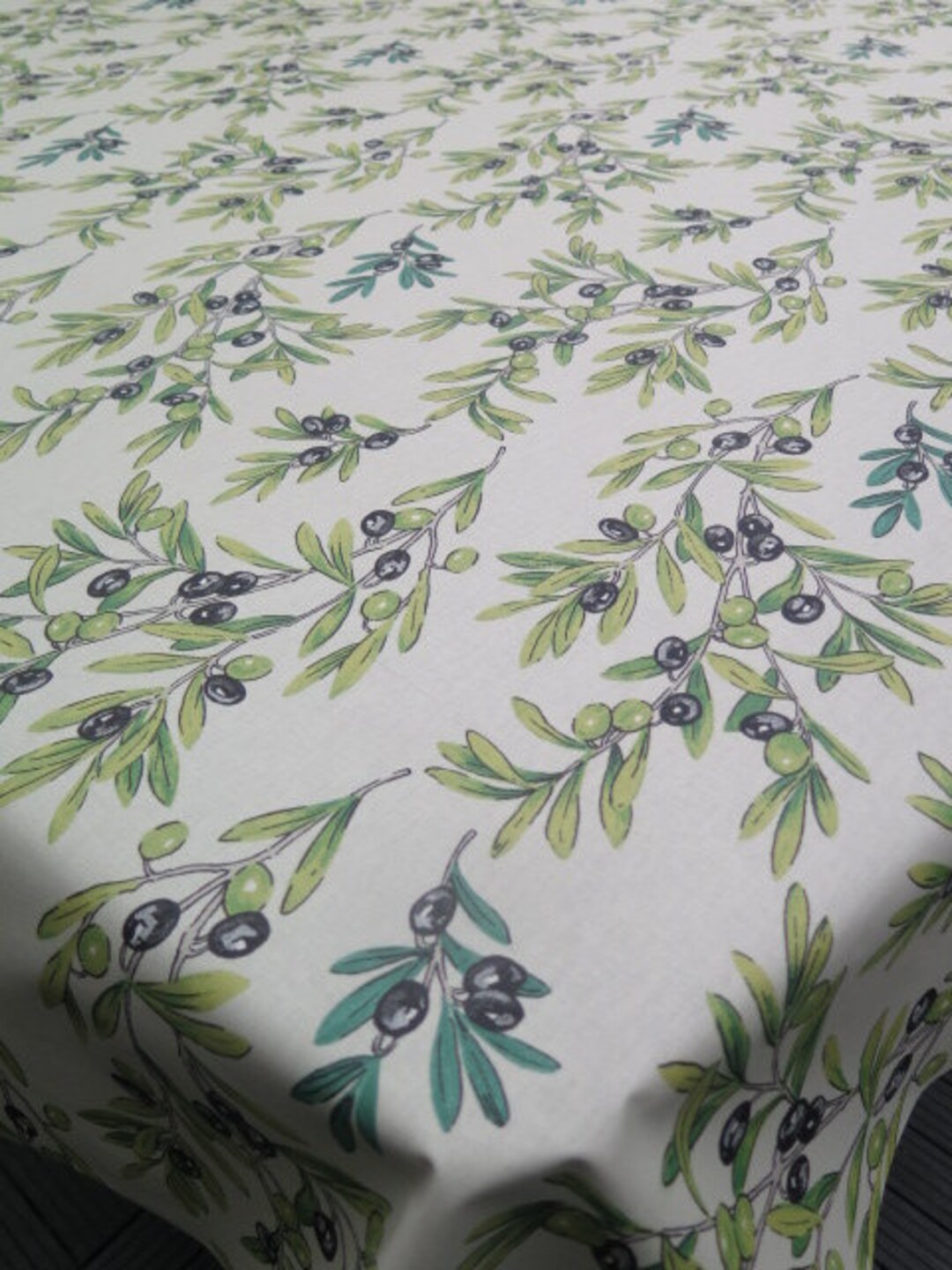 Olives Print Cotton Rectangular Tablecloth Cream Color for Small or ...