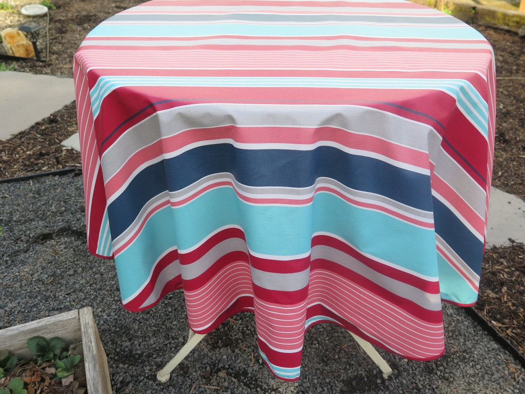 Bistro Round Tablecloth Stain and Water Resistant Cotton Coated Fabric ...
