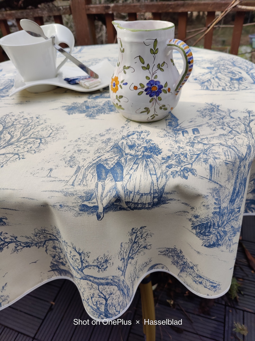 Toile De Jouy French Print. Round Tablecloth High-quality 100% Cotton ...