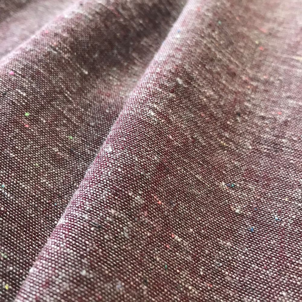 Sustainable Handwoven Cotton Sewing Fabric, Red, Multi-colour Flecks ...
