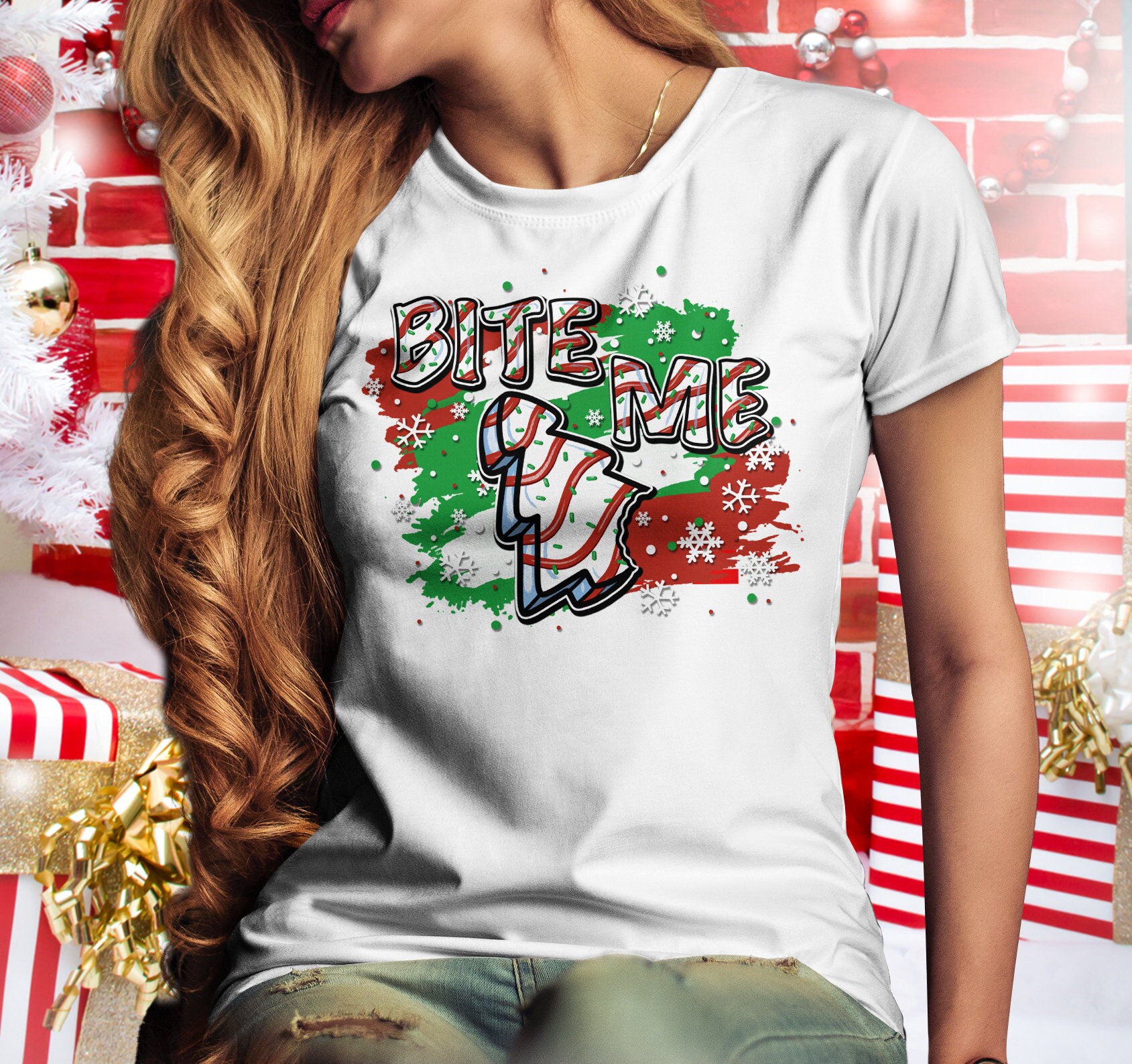 Christmas Tree Snack Sublimation Png, Bite Me, Merry Christmas, PNG ...