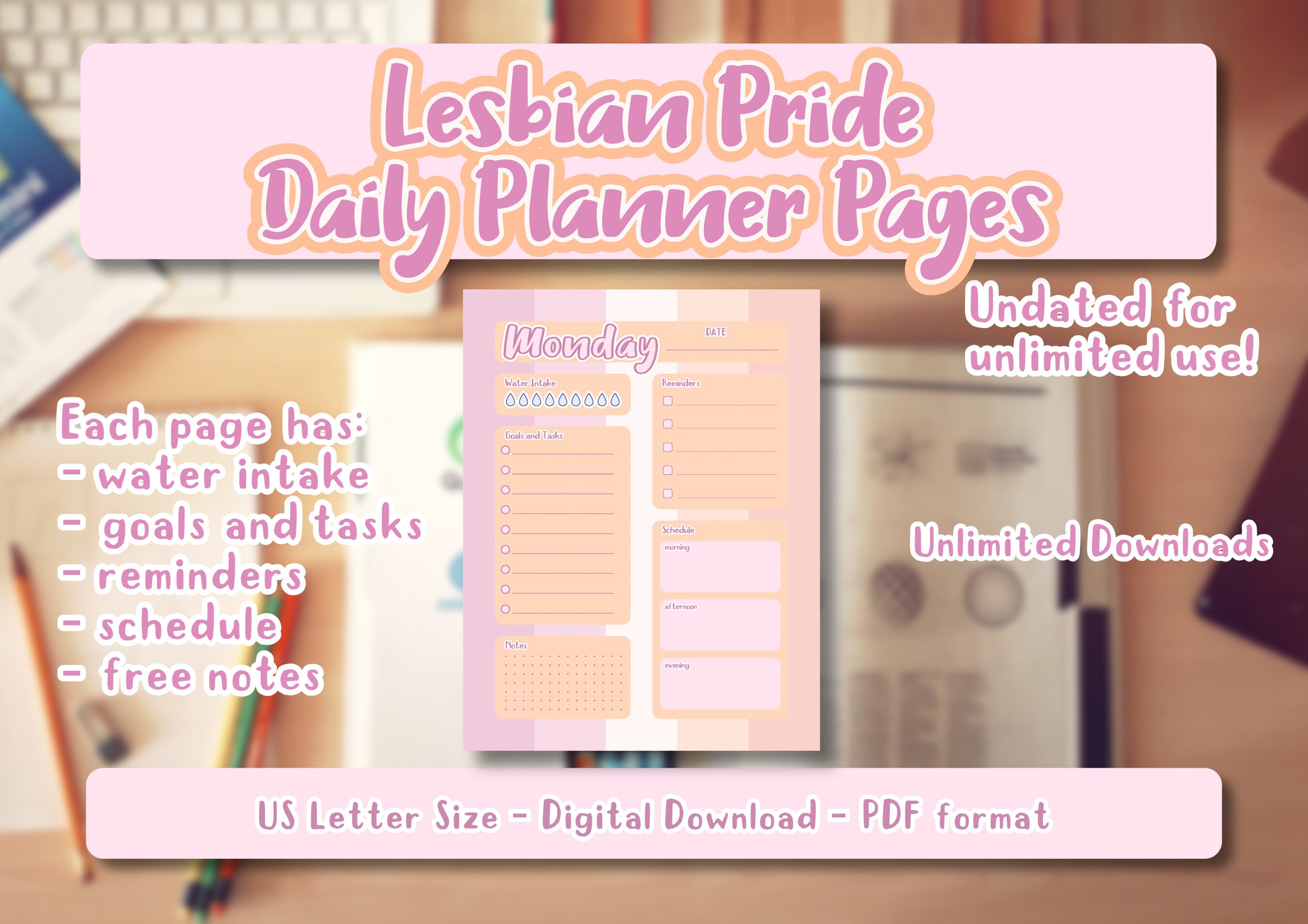 Lesbian Flag Printable Daily Pride Planner Pdfs - Etsy