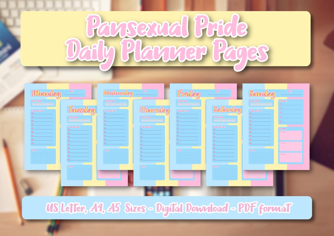 Pansexual Flag Printable Daily Pride Planner Pdfs - Etsy