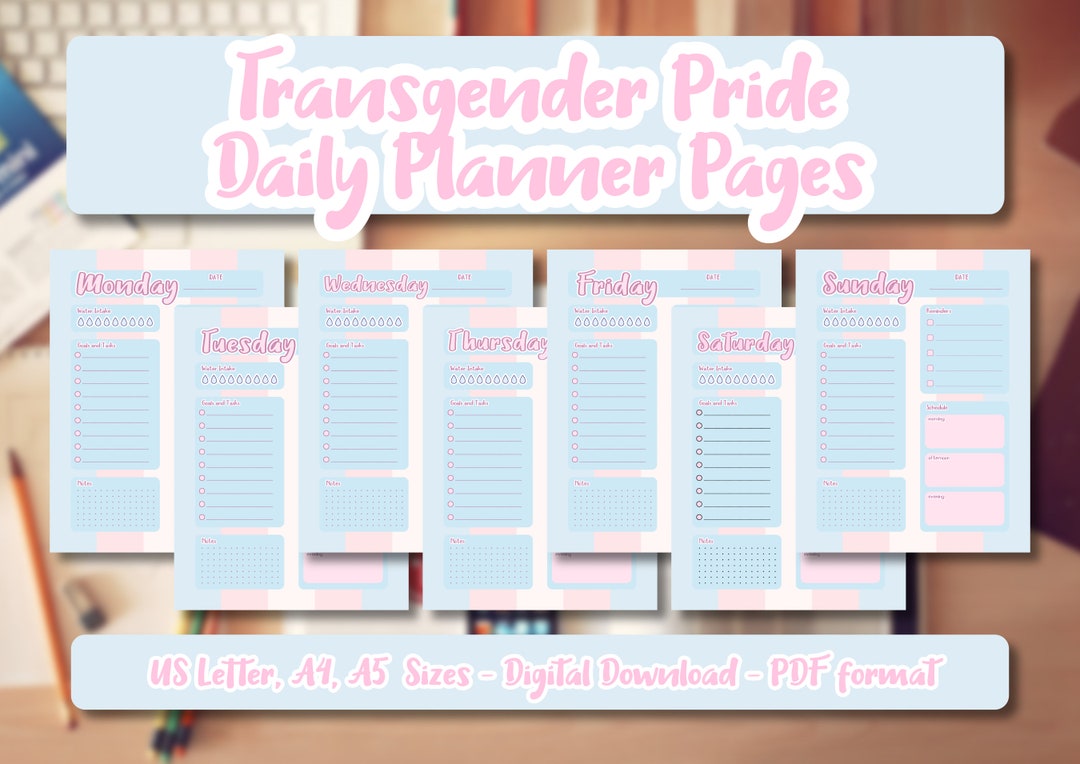 Transgender Flag Printable Daily Pride Planner Pdfs - Etsy