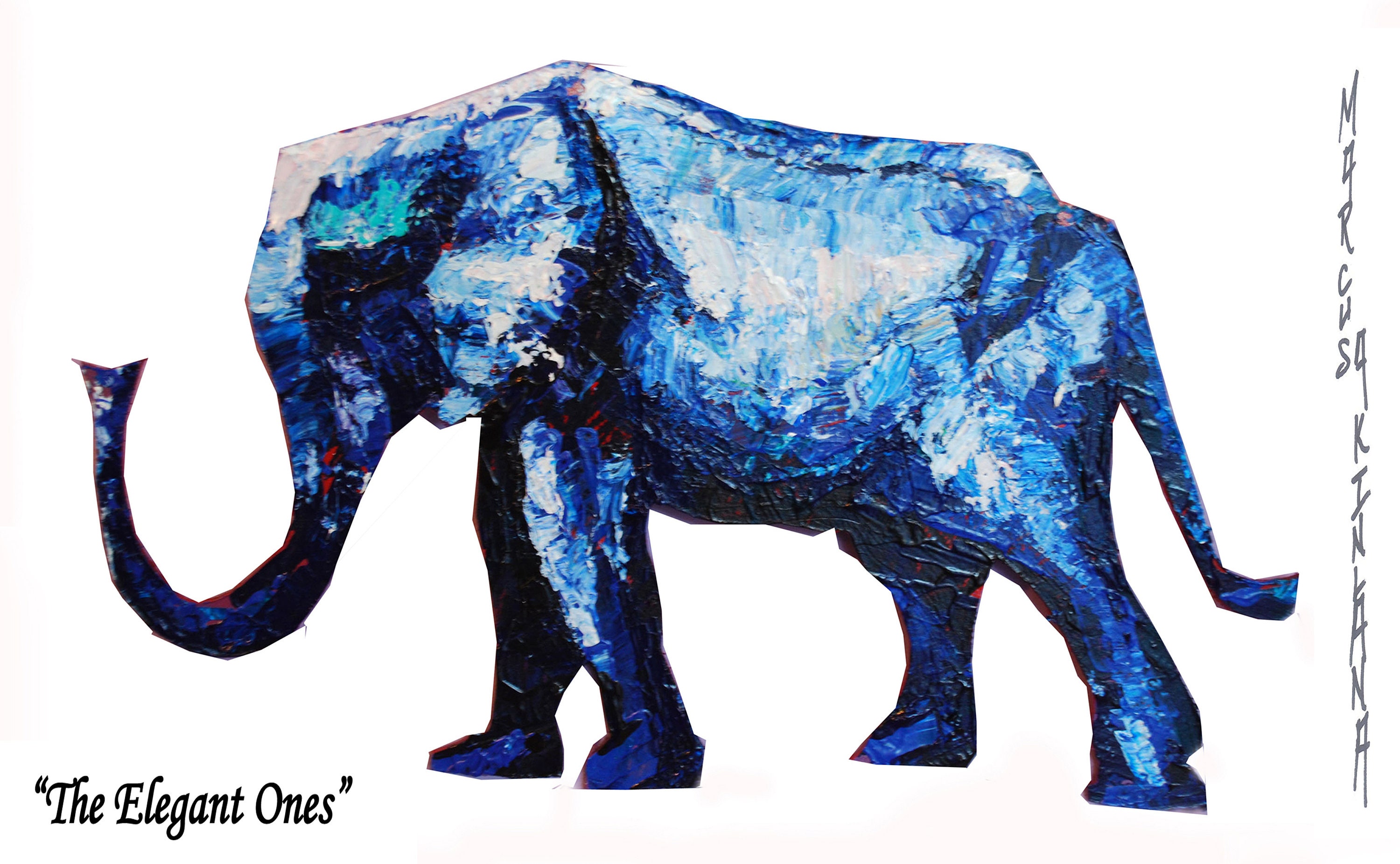 Blue Elephant - the Elegant Ones 8" X 10" - Etsy