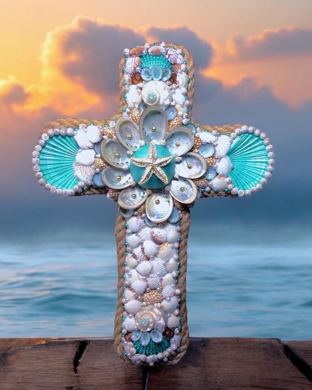 Coastal Cross, Ocean Inspired Crucifix, Christian Gifts for Home - Etsy