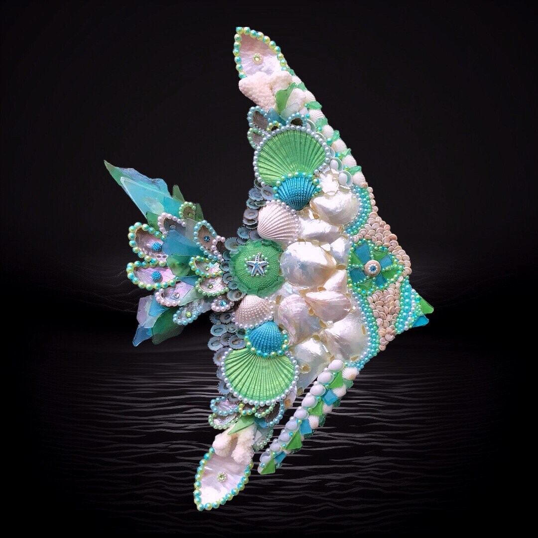 Blue Green Fish Art, Tropical Fish Wall Decor, Angelfish Angel Fish ...