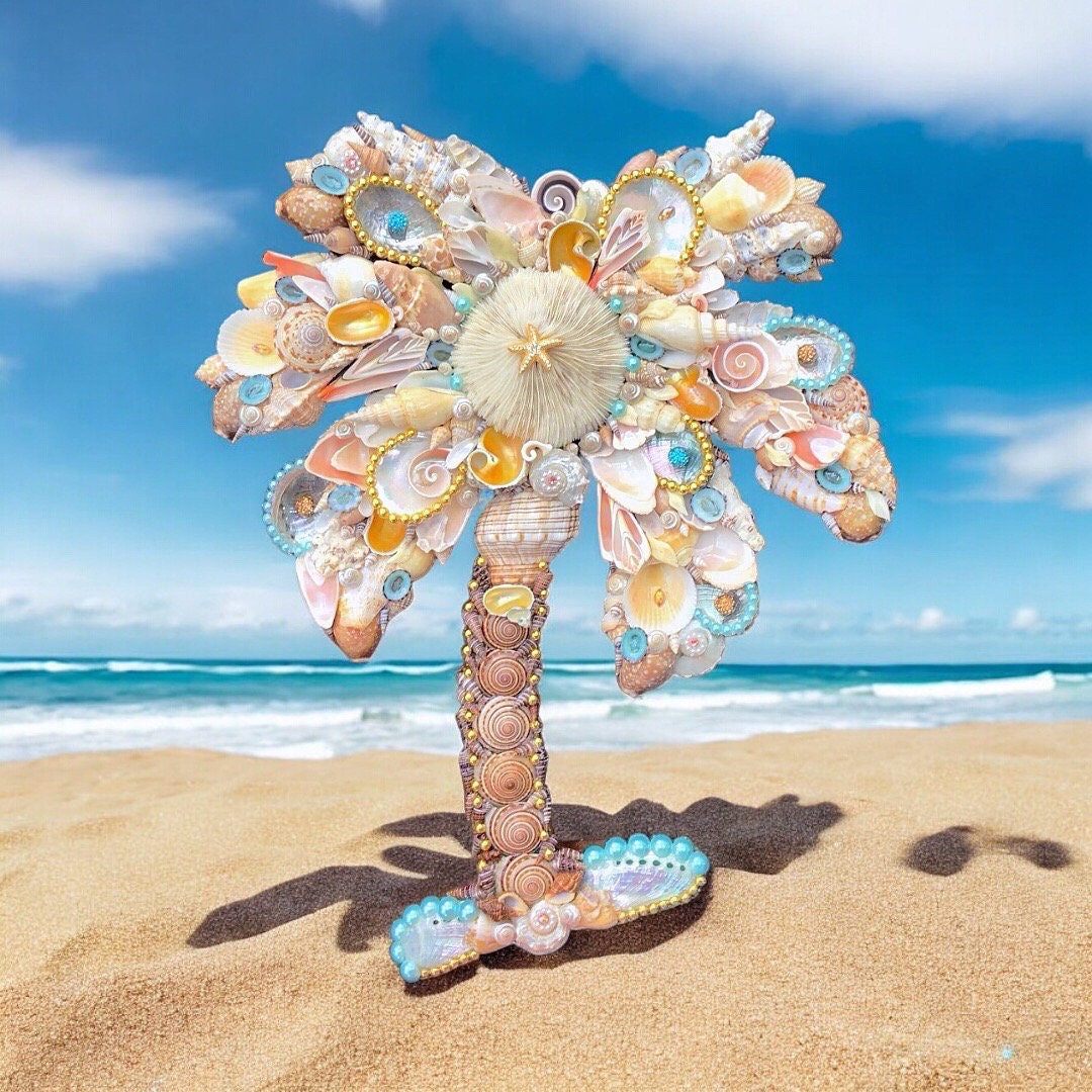 Palm Tree Shell Art, Palm Tree Wall Decor, Seashell Palm Tree - Etsy