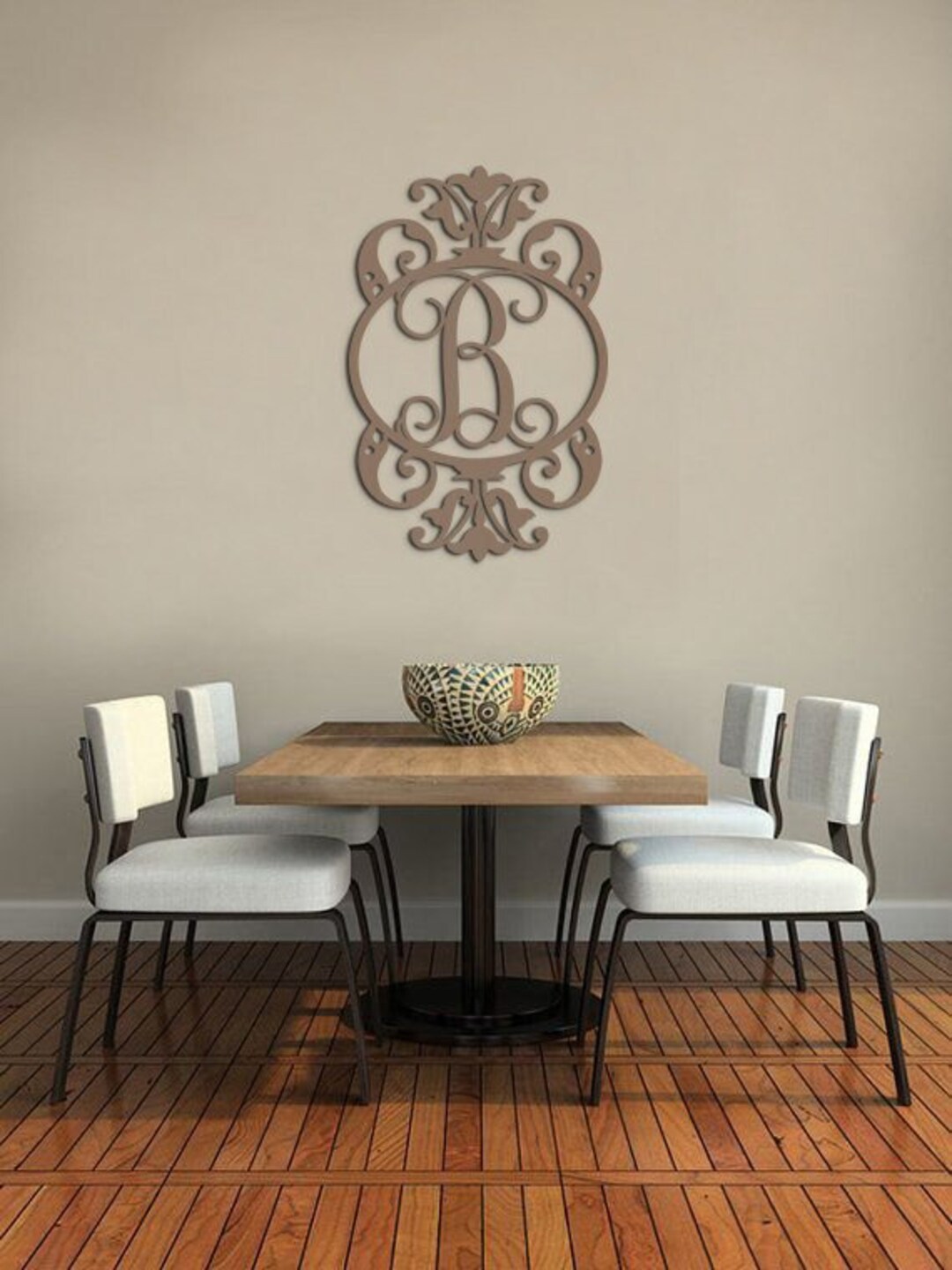 Custom Victorian Frame Wood Monogram Initials, Wooden Letters Wall ...